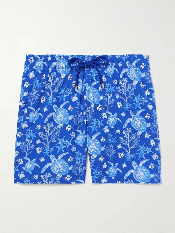Vilebrequin Moonrise Straight-leg Mid-length Printed Swim Shorts - Blue