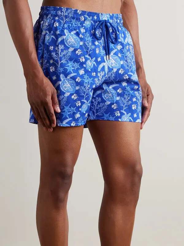 Vilebrequin Moonrise Straight-leg Mid-length Printed Swim Shorts - Blue