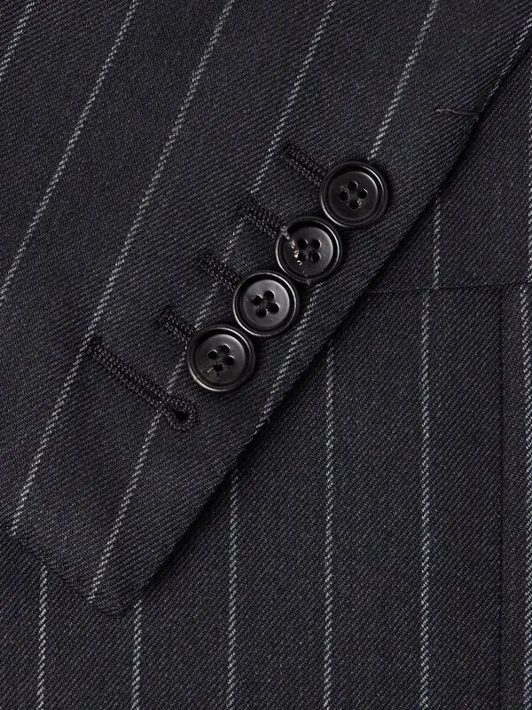 TOM FORD Dyllan Double-breasted Striped Wool-twill Suit Jacket - Gray
