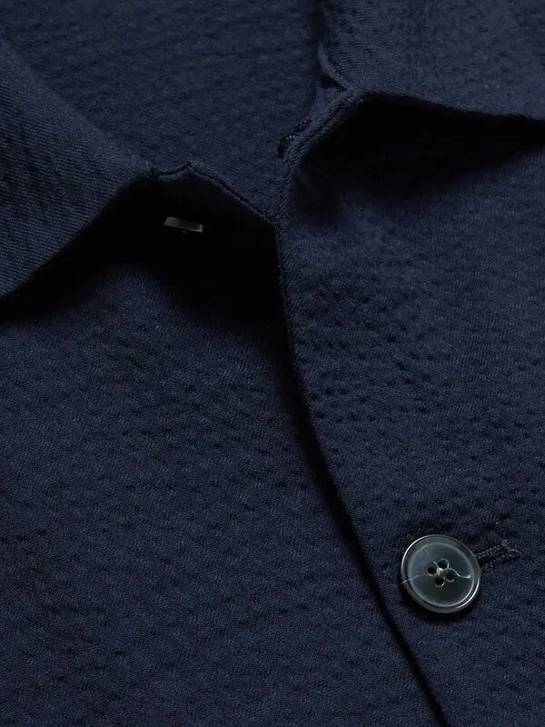 Sunspel Wool-blend Seersucker Shirt Jacket - Blue