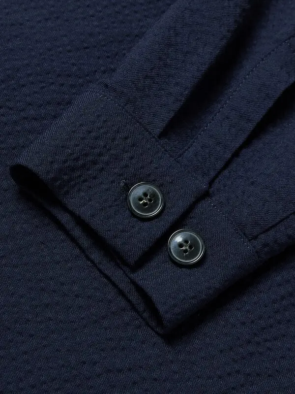Sunspel Wool-blend Seersucker Shirt Jacket - Blue