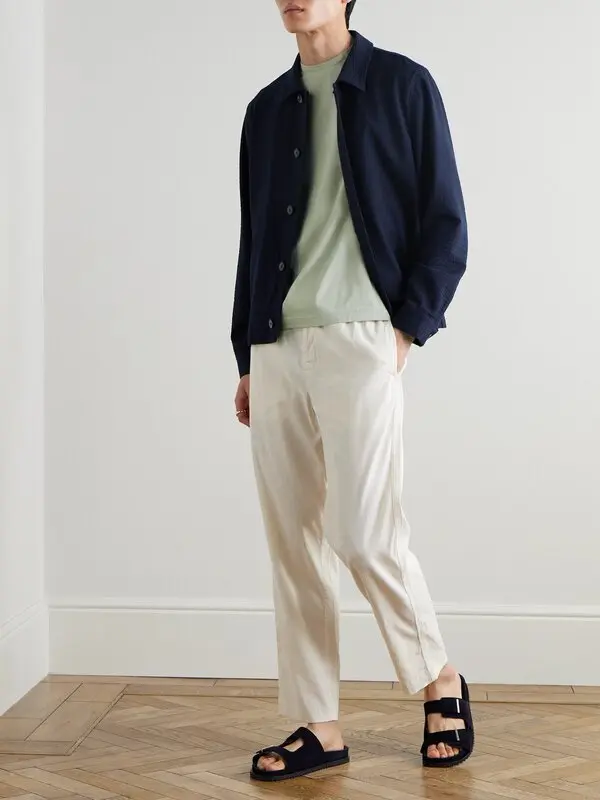 Sunspel Wool-blend Seersucker Shirt Jacket - Blue