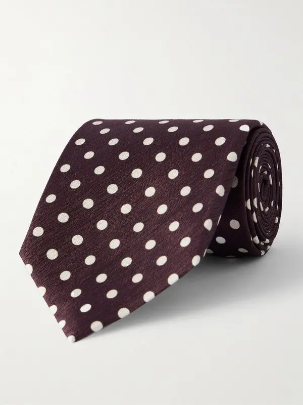 TOM FORD 8cm Polka-dot Silk-jacquard Neck Tie - Burgundy