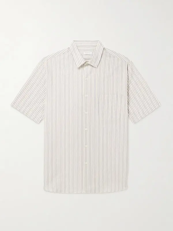 Sunspel Embroidered Striped Cotton Shirt