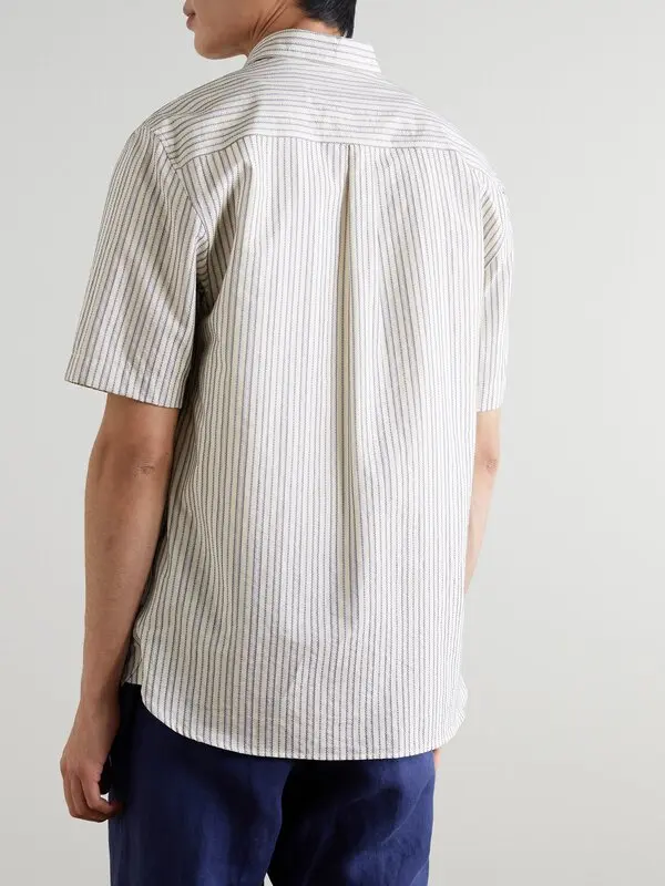 Sunspel Embroidered Striped Cotton Shirt