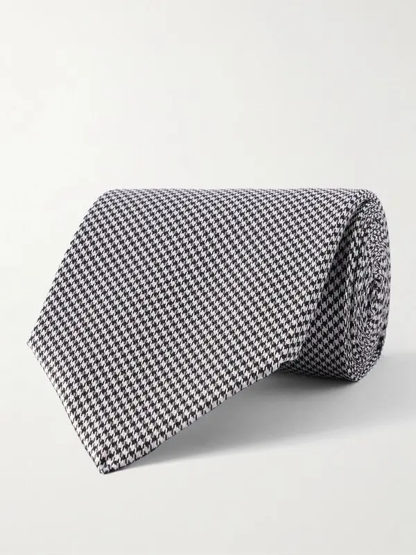 TOM FORD 8cm Houndstooth Silk Tie - Black