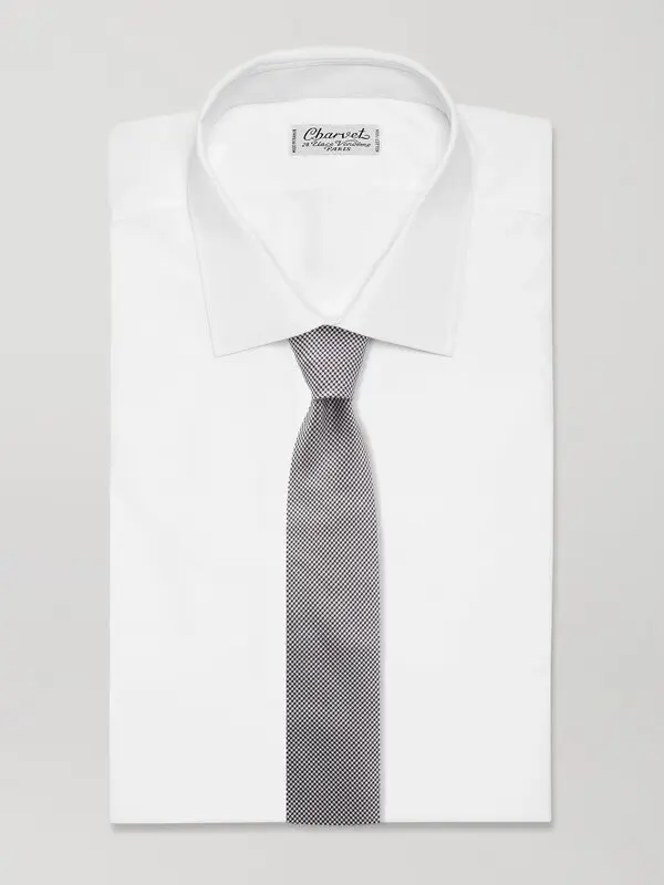 TOM FORD 8cm Houndstooth Silk Tie - Black