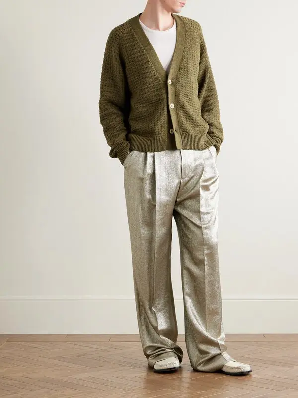 THE ELDER STATESMAN Nora Lite Waffle-knit Cardigan