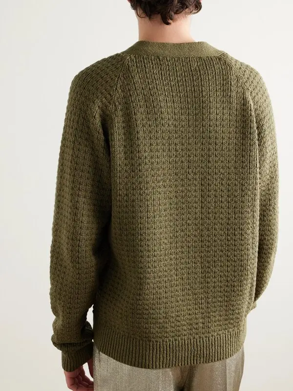 THE ELDER STATESMAN Nora Lite Waffle-knit Cardigan