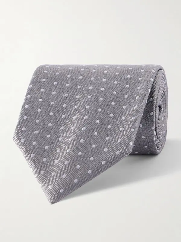 TOM FORD 8cm Polka-dot Silk Neck Tie - Gray