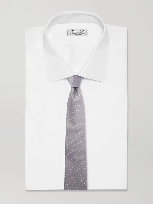 TOM FORD 8cm Polka-dot Silk Neck Tie - Gray