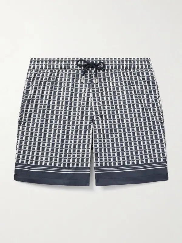 Mr P. Straight-leg Mid-length Swim Shorts - Blue