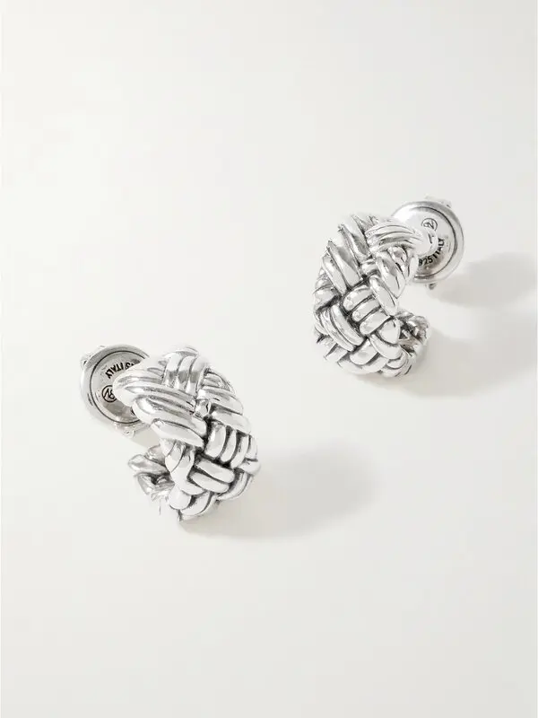 Bottega Veneta Intrecciato Small Sterling Earrings - Silver