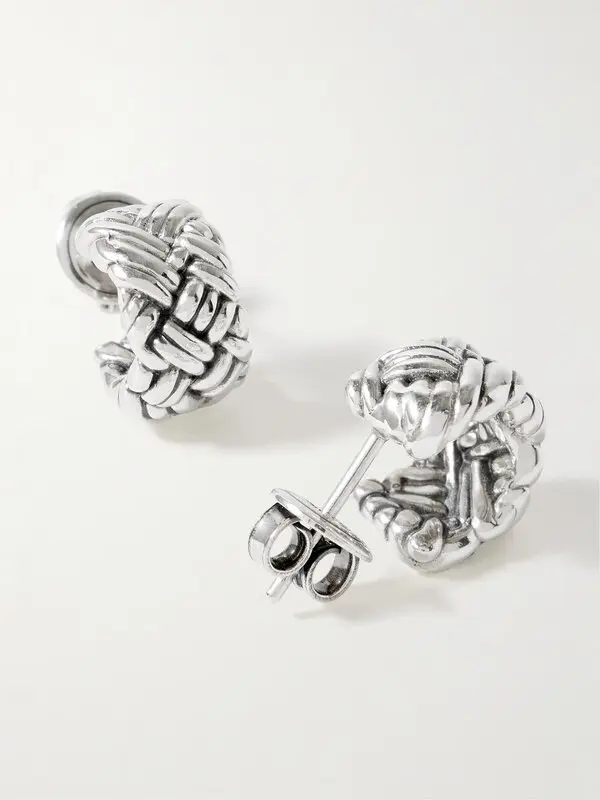 Bottega Veneta Intrecciato Small Sterling Earrings