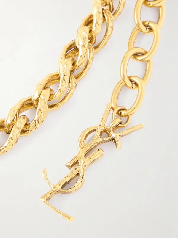 Saint Laurent Hammered Chain Necklace - Gold