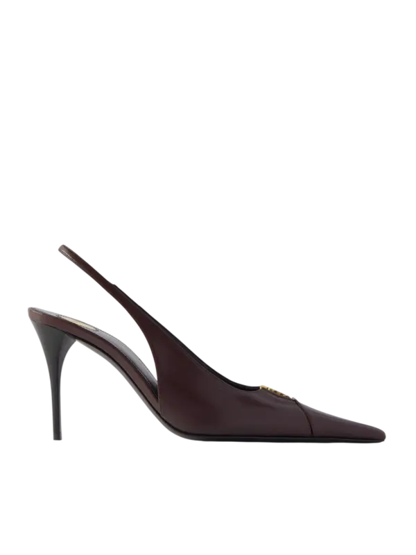 Saint Laurent Babylone Leather Slingback Pumps - Burgundy