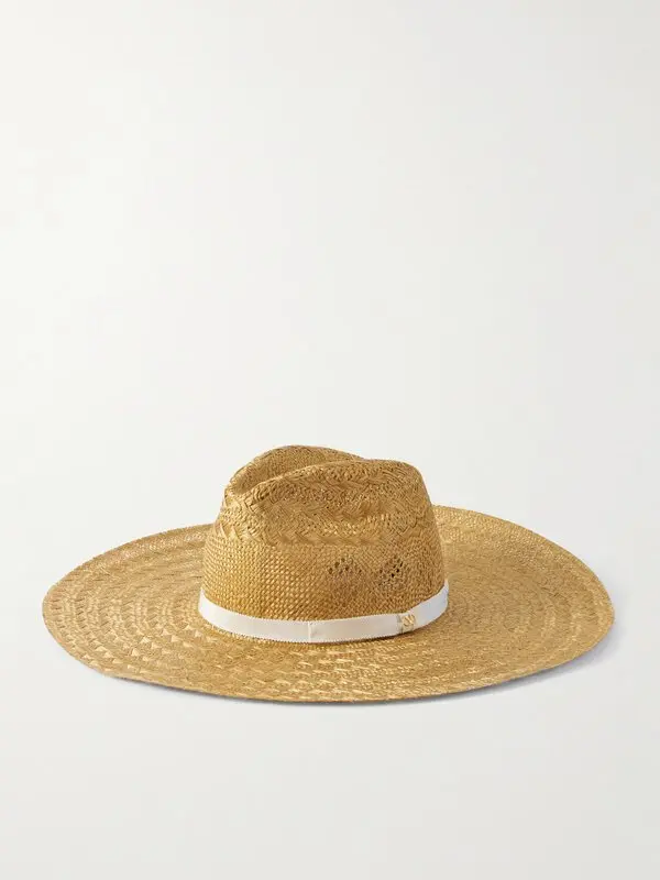 Valentino Garavani Grosgrain-trimmed Straw Hat - Brown