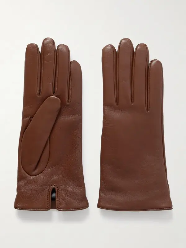 Saint Laurent Leather Gloves - Brown