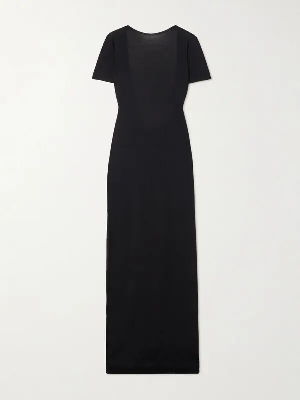 Saint Laurent Open-back Wool Maxi Dress - Black