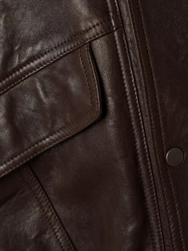 Saint Laurent Oversized Double-breasted Paneled Leather Jacket