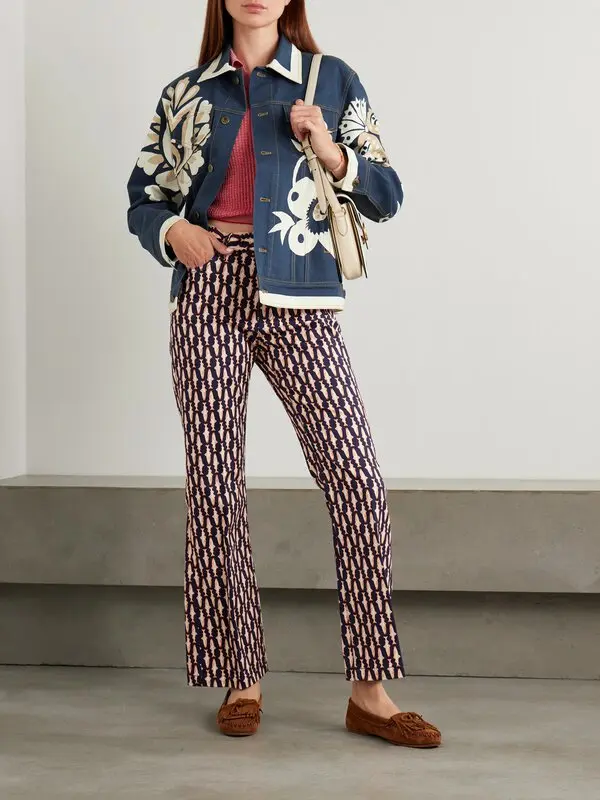 La DoubleJ Floral-print Denim Jacket