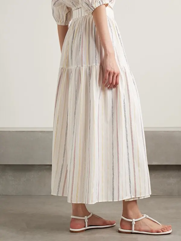 ERES Irisée Brillante Metallic Striped Cotton-blend Voile Maxi Wrap Skirt - Neutrals