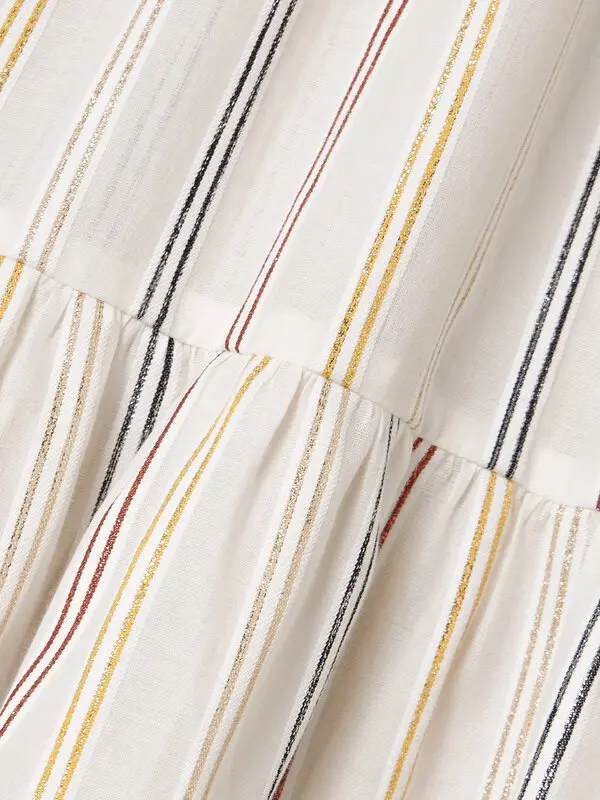 ERES Irisée Brillante Metallic Striped Cotton-blend Voile Maxi Wrap Skirt - Neutrals