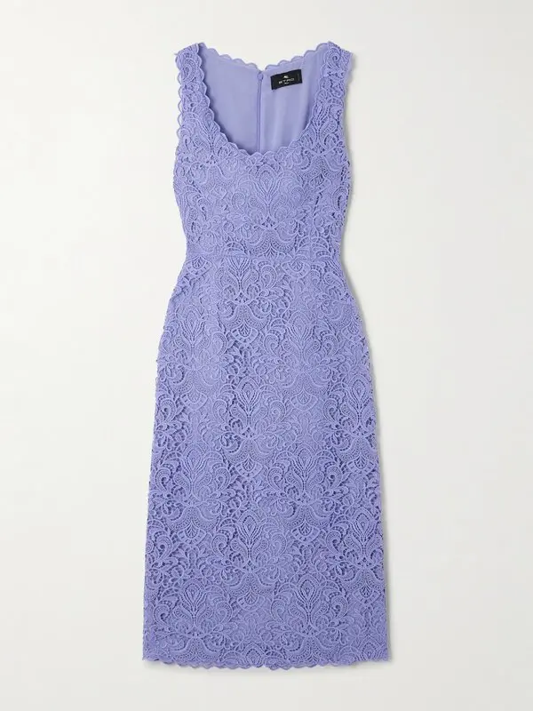 Etro Scalloped Guipure Lace Midi Dress - Blue