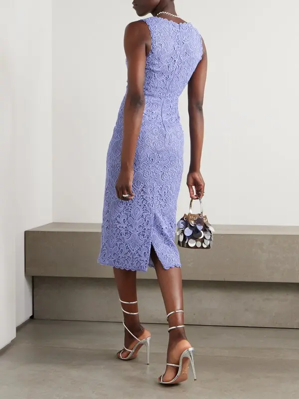 Etro Scalloped Guipure Lace Midi Dress - Blue