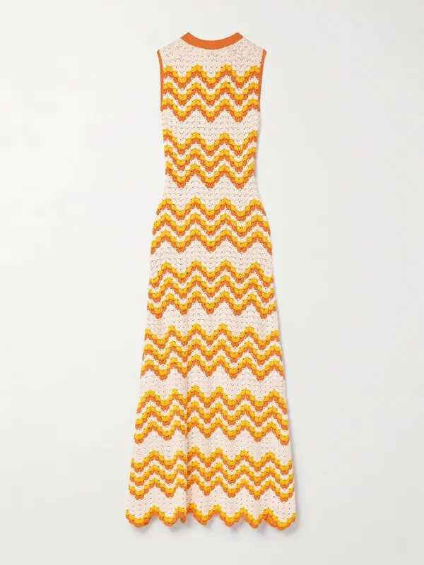 Escvdo Huayna Crocheted Organic Cotton Maxi Dress - Neutrals