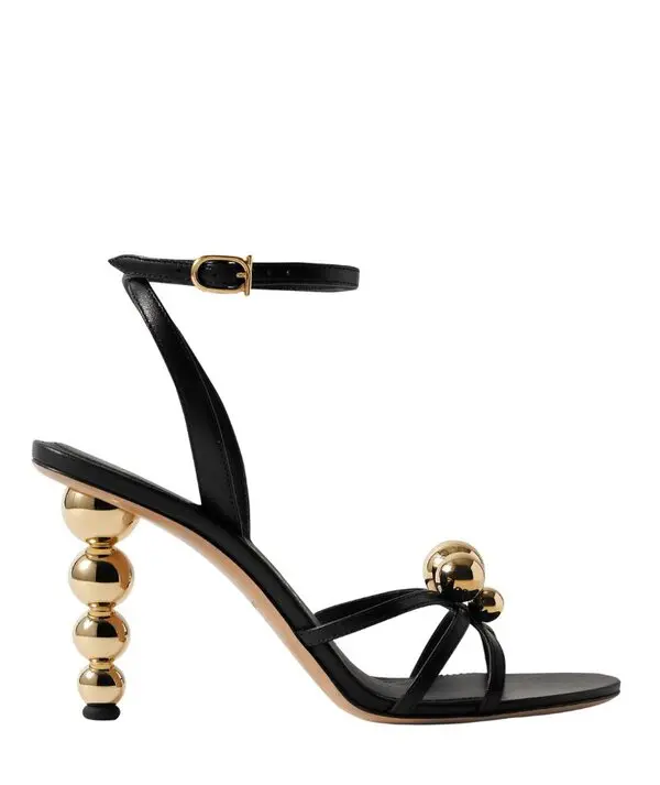 FERRAGAMO Karina Embellished Leather Sandals - Black