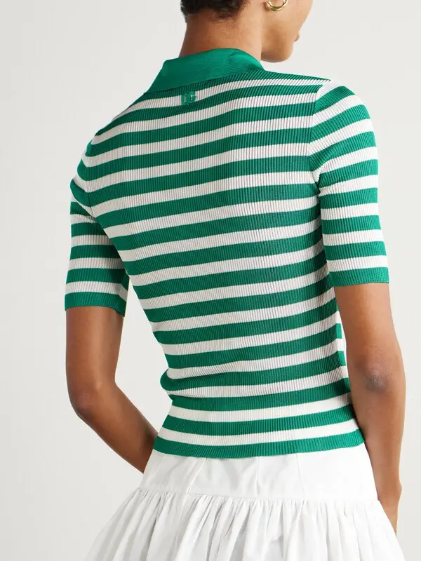 Dolce & Gabbana Striped Ribbed-knit Polo Shirt