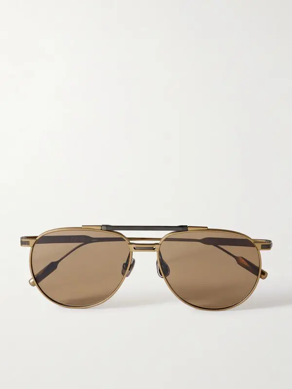 Brunello Cucinelli Aviator-style Titanium Sunglasses - Gold