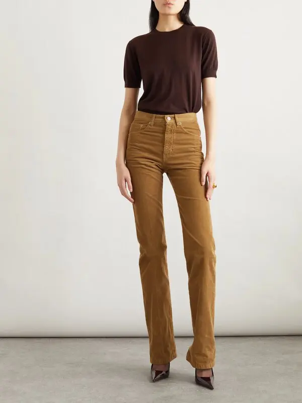 Saint Laurent Cropped Wool T-shirt - Brown