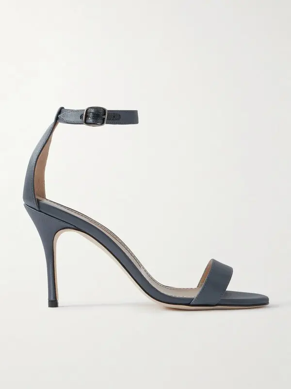 Manolo Blahnik Chaos 90 Satin Sandals - Blue