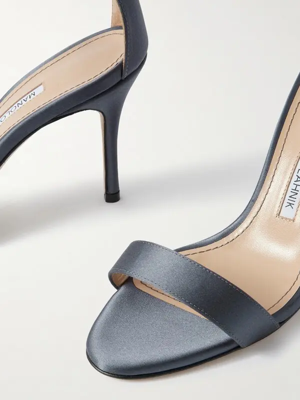 Manolo Blahnik Chaos 90 Satin Sandals - Blue