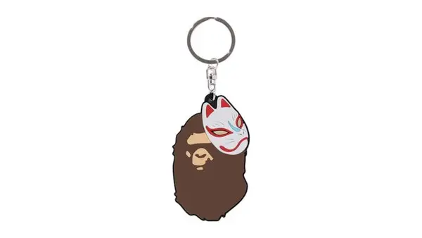 A BATHING APE Japanese Fox Mask Rubber Keychain - Multicolor
