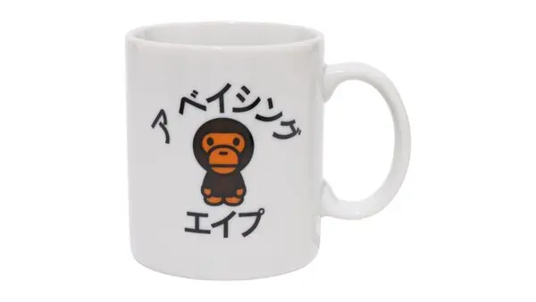A BATHING APE Baby Milo Katakana Mug - White/brown