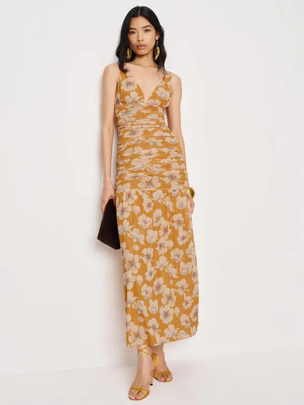 REFORMATION Aura Knit Maxi Dress - Orange