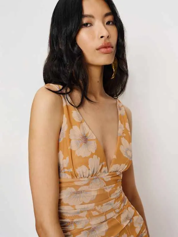 REFORMATION Aura Knit Maxi Dress - Orange