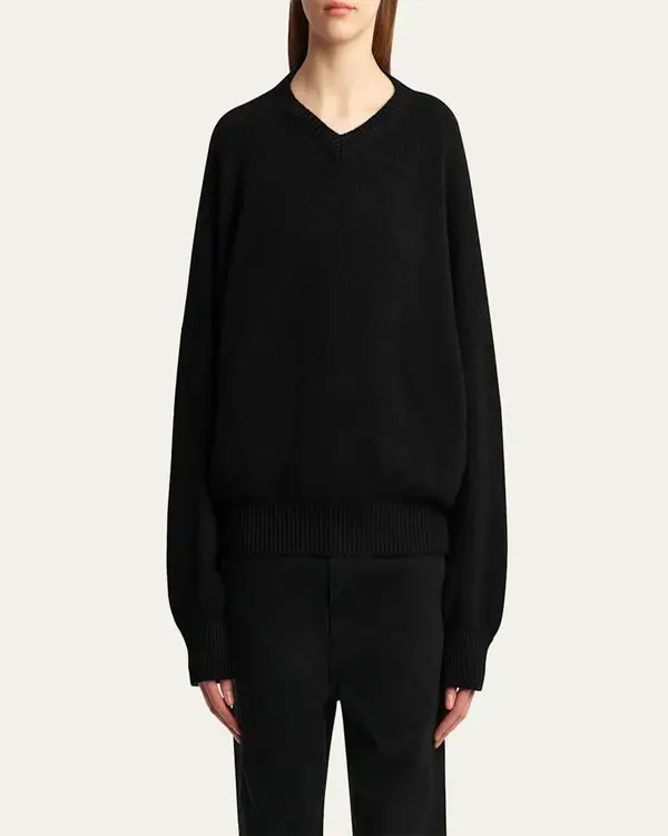 Khaite Wolfe V-neck Cashmere Sweater - Black
