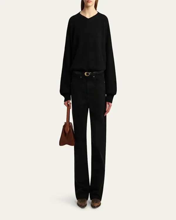 Khaite Wolfe V-neck Cashmere Sweater - Black