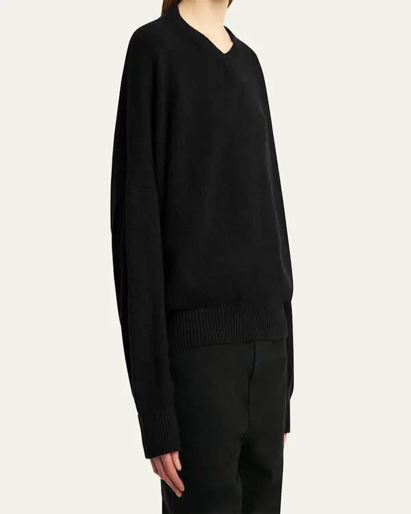 Khaite Wolfe V-neck Cashmere Sweater - Black
