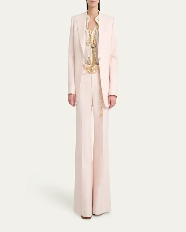 Chloé Lace Placket Tulip-sleeve Silk Blouse