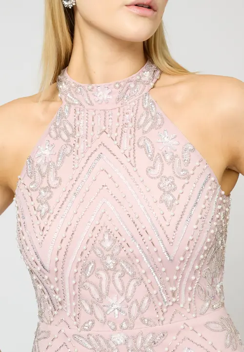 BEAUUT Embellished Sequin Beaded Maxi Dress