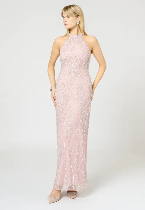 BEAUUT Embellished Sequin Beaded Maxi Dress