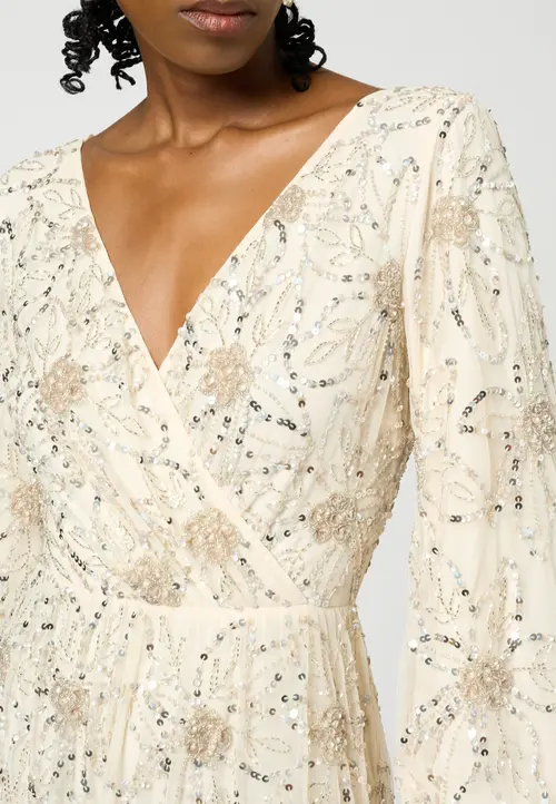 BEAUUT Embellished Sequin Beaded Maxi Dress