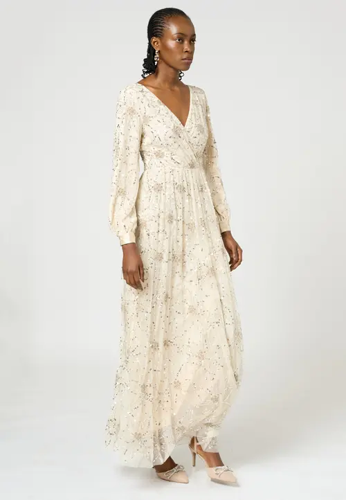 BEAUUT Embellished Sequin Beaded Maxi Dress