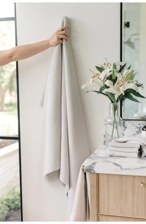 Cozy Earth Waffle Bath Towel - Light Grey