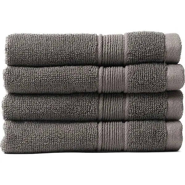 Cozy Earth Luxe Set Of 4 Washcloths - Charcoal